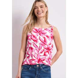 Tr&auml;gertop Street One, Damen, Gr. 36, sanftes wei&szlig;, Stoff, 95% Viskose, 5% Elasthan, gemustert, comfort fit normal, Rundhals, normaler Saum, Tops Tr&auml;gertop, mit Schulterdetail