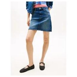 Tommy Hilfiger Jeansrock TOMMY JEANS "MOM UH SKIRT BJ8155", Damen, Gr. XL (42), denim schwarz, Denim/Jeans, Obermaterial: 99% Baumwolle, 1% Elasthan, unifarben, straight fit mini, R&ouml;cke Jeansrock, mit hohem Bund, Mini-L&auml;nge