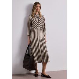 Blusenkleid Street One, Damen, Gr. 36, EURO-Gr&ouml;&szlig;en, clay sand, Stoff, 100% Viskose, comfort fit Midi, V-Ausschnitt, B&uuml;ndchen, Kleider Blusenkleid, aus Viskose