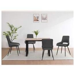 Esszimmerstuhl OTTO HOME "Derrek", anthrazit, schwarz, anthrazit, B:56cm H:87cm T:58cm, 100% Polyester, St&uuml;hle, Esszimmerstuhl, im 2 er Set mit gepolsterter R&uuml;ckenlehne