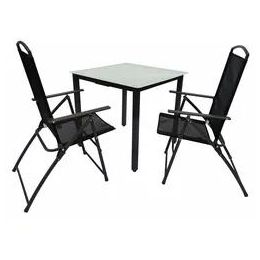 Garten-Essgruppe Vcm "3-tlg Sitzgruppe Gartenm&ouml;bel Tisch St&uuml;hle Set 80M", schwarz, B:80cm T:80cm, Obermaterial: 100% Metall MT., Sitzm&ouml;bel-Sets