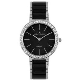Quarzuhr Jacques Lemans "Monaco", schwarz, schwarz, silberfarben, Armbanduhren, Damen, Quarzuhr, Armbanduhr, Damenuhr, Keramik, analog