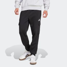 Sporthose adidas Sportswear "ESSENTIALS FEELCOZY FLEECE", Herren, Gr. M, N-Gr, schwarz-wei&szlig; (schwarz, wei&szlig;, normal, gr.), Obermaterial: 70% Baumwolle, 30% Polyester, Hosen Sporthose