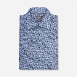 Kurzarmhemd OLYMP "Luxor", Herren, Gr. 42, N-Gr, marine, Web, Obermaterial: 100% Baumwolle, comfort fit normal, Hemden, Businesshemd, comfort fit, New-Kentkragen
