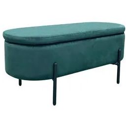 Sitzbank ByLiving "NOVA", dunkelgr&uuml;n, schwarz, B:95cm H:42cm T:38cm, Stahl, Stoff, Sitzb&auml;nke, Sitzbank, Samt, mit Stauraum/Truhe, Innenma&szlig; Truhe 26,5 x 83cm, H&ouml;he: 19 cm