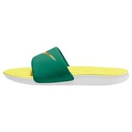 Sneaker Nike SPORTSWEAR "KAWA SLIDE (GS/PS)", M&auml;dchen, Gr. 38,5, malachite, metallic gold, sonic gelb, Synthetik, Schuhe Sneaker, F&uuml;r Kinder & Jugendliche