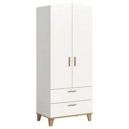Kleiderschrank Home Affaire "LASSE, Schlafzimmerschrank, Garderobe, Schrank", wei&szlig;, artisan eiche nachbildung, B:81cm H:198cm T:51cm, FSC-zertifizierter Holzwerkstoff, Schr&auml;nke, Kleiderschrank, 2 T&uuml;ren, 2 Schubk&auml;sten, 1 Konstruktionsboden, 1 Kleiderstange