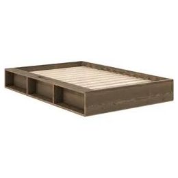 Stauraumbett KARUP DESIGN "Ziggy Bed, Stauraumbett, FSC-zertifiziertes Massivholz made in Europe", carob braun, B:137cm H:29cm L:205cm, Betten, Stauraumbett, mit 3 Ablagen, inklusive Lattenrost, ohne Matratze, mehrere Farben