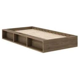 Stauraumbett KARUP DESIGN "Ziggy Bed, Stauraumbett, FSC-zertifiziertes Massivholz made in Europe", carob braun, B:107cm H:29cm L:205cm, Betten, Stauraumbett, mit 3 Ablagen, inklusive Lattenrost, ohne Matratze, mehrere Farben