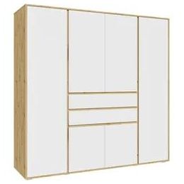 Kleiderschrank Home Affaire "NULA, Schlafzimmerschrank, Garderobe, Schrank", artisan eiche nachbildung, wei&szlig;, B:197cm H:194cm T:56cm, FSC-zertifizierter Holzwerkstoff, Schr&auml;nke, Kleiderschrank, 6 T&uuml;ren, 2 Schubk&auml;sten, 1 E-Boden, 6 K-B&ouml;den, 1 Kleiderstange