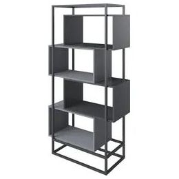 B&uuml;cherregal Phoenix, schwarz, B:87cm H:163,5cm T:38cm, Holzwerkstoff, Metall, Regale, B&uuml;cherregal