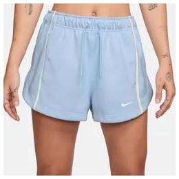 Shorts Nike SPORTSWEAR "W NSW NK WR PLY KNT MR 2" SHRT", Damen, Gr. XL, N-Gr, hydrogen blau, Obermaterial: 33% Viskose, 32% Polyacryl, 31% Baumwolle, 4% Elasthan, Hosen Shorts, aus schwerem Strickmaterial, mittelhoher Bund, sportlicher Stil