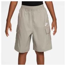 Shorts Nike SPORTSWEAR "K NSW CLUB WVN CRGO SHORT", Jungen, Gr. S, N-Gr, cream ii, wei&szlig;, Obermaterial: 93% Polyester, 7% Elasthan, Hosen Shorts, f&uuml;r Kinder und Jugendliche, sportlicher Stil, ohne Verschluss