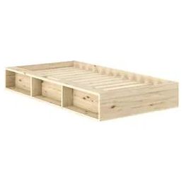 Stauraumbett KARUP DESIGN "Ziggy Bed, Stauraumbett, FSC-zertifiziertes Massivholz made in Europe", clear lacque, B:107cm H:29cm L:205cm, Betten, Stauraumbett, mit 3 Ablagen, inklusive Lattenrost, ohne Matratze, mehrere Farben