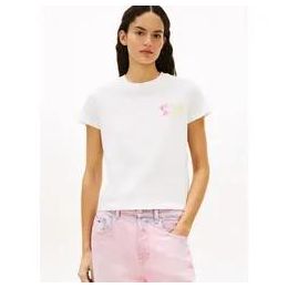 Tommy Hilfiger Kurzarmshirt TOMMY JEANS "TJW REG TJ BUBBLE SS TEE EXT", Damen, Gr. XXL (44), ecru, Single Jersey, Obermaterial: 100% Baumwolle, unifarben, regular fit h&uuml;ftlang, Rundhals, Shirts, mit verspieltem Logo-Print