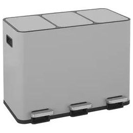 M&uuml;lleimer OTTO HOME "Garrin, mit 3 F&auml;chern, Fassungsverm&ouml;gen jeweils 15 Liter", grau, B:62,6cm H:48,4cm T:38,2cm, Edelstahl, M&uuml;lleimer, M&uuml;lleimer, M&uuml;lltrennsystem mit 3 separaten Innenbeh&auml;ltern und Fu&szlig;trittpedalen