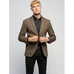 Sakko TEESHOPPEN "TEESHOPPEN Blazer The Original", Herren, Gr. 48, schwarz braun, Obermaterial: 75% Polyester, 22% Viskose, 3% Elasthan, Sakkos Sakko