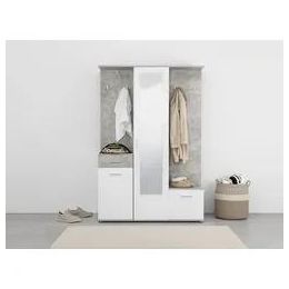 Kompaktgarderobe Inosign "Martin Flurgarderobe, Dielenschrank, Flurm&ouml;bel, Breite 134 cm", beton, B:133,5cm H:197,5cm T:33cm, Glas, Holzwerkstoff, Kunststoff, Metall, Schr&auml;nke, Schuhschrank, mit Spiegel, in modernen Farben, mit 10 Haken