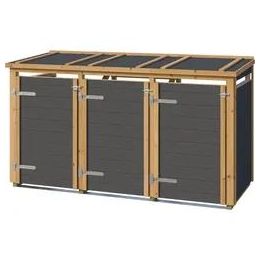 M&uuml;lltonnenbox Weka "Killarney", anthrazit, B:230cm H:127cm T:92cm, Massivholz, Aufbewahrungsboxen, Metall pulverbeschichtet, f&uuml;r 3 M&uuml;lltonnen, BxTxH: 230x92x127 cm