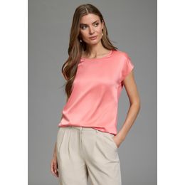 Shirtbluse Laura Scott "mit Satin-Vorderteil und hochflexiblen Jersey-R&uuml;cken", Damen, Gr. 38, coralle, Web, Obermaterial: 100% Polyester. R&uuml;ckenteil: 95% Viskose, 5% Elasthan, unifarben, l&auml;ssig geschnitten h&uuml;ftlang, Rundhals, angeschnitten, Blusen, lockere Passfrom, zeitlos & gut zu kombinieren