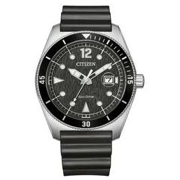 Solaruhr Citizen "Eco-Drive Day Date", schwarz, silberfarben, Armbanduhren, Herren, Armbanduhr, Herrenuhr, analog, Big Date, Batterie-Entladungsanzeige