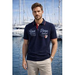 MAN'S WORLD Poloshirt MAN'S WORLD "Neue Kollektion", Herren, Gr. 4XL (68/70), dunkelblau, Piqu&eacute;, Obermaterial: 100% Baumwolle, bedruckt, Basic, normal, angesetztes B&uuml;ndchen, Shirts, normale Passform, Kurzarm, mit Print und Badge, aus Piqu&eacute;-Material