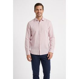 Langarmhemd Cinque "CISTEVEN", Herren, Gr. XXL, N-Gr, pink, Web, Obermaterial: 55% Leinen, 45% Baumwolle, unifarben, regular fit normal, Rundhals, 1-Knopf-Manschette, Hemden, Kentkragen, Regular Fit sommerlicher Leinen-Mix