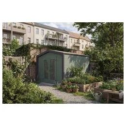 Gartenhaus Weka "Killarney", gr&uuml;ngrau, anthrazit, ohne Fu&szlig;boden, ohne Dacheindeckung, Massivholz, Gartenh&auml;user, Gartenhaus, Doppelt&uuml;r mit Lamellen