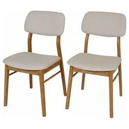 Esszimmerstuhl Jahnke "JOY SIT DUO", sanftes wei&szlig;, eiche, eiche, sanftes wei&szlig;, B:45cm H:85cm T:53cm, Massivholz, St&uuml;hle, Esszimmerstuhl, Esszimmerstuhl (2er Set), Massivholz, Boucle-Stoff,bis 110kg belastbar