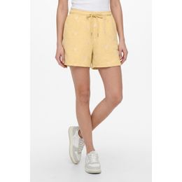 Sweatshorts Only "ONLLUNA BERMUDA SHORTS UB SWT", Damen, Gr. XS, N-Gr, sunlight aop:smal ditsy cloud, Sweatware, Obermaterial: 100% Polyester, bedruckt, regular fit kurz, Hosen Sweatshorts, Polyester, regular fit