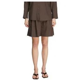 Shorts comma, Damen, Gr. 42, N-Gr, braun, Web, Obermaterial: 90% Lyocell, 10% Leinen, unifarben, kurz, Hosen Shorts, Sommer-Shorts im Rock-Look
