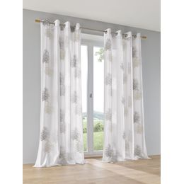 Vorhang Kutti "Belinda" Gr. 3, grau (taupe, grau), B:135cm H:225cm, Ausbrenner, Polyester, Viskose, Gardinen, Gardine, halbtransparent, Ausbrenner, bedruckt, Viskose-Polyester