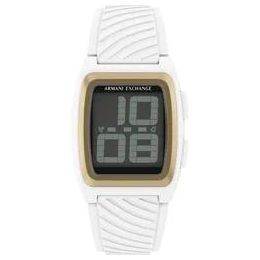 Giorgio Armani Digitaluhr ARMANI EXCHANGE, wei&szlig;, goldfarben, Armbanduhren, Herren, Digitaluhr, Quarzuhr, Armbanduhr, Damenuhr, Herrenuhr, Silikonarmband, digital