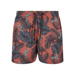 Badeshorts Urban Classics "Urban Classics Herren Pattern Swim Shorts", Herren, Gr. S, US-Gr&ouml;&szlig;en, schwarz tropical aop, 100% Polyester, Badehosen Badeshorts