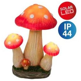 N&auml;ve LED Solarleuchte N&Auml;VE "Fungo", bunt, B:12cm H:23cm L:17,7cm, Leuchten, Pilzfigur wei&szlig;/rot mit 4 unterschiedlich gro&szlig;en Pilzen, Druckschalter