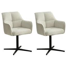 Esszimmerstuhl ByLiving "MEXICO", beige, schwarz, B:65cm H:87cm T:67cm, Metall, Stoff, St&uuml;hle, Esszimmerstuhl, 360 drehbar, Taschenfederkern, Doppelte Aufpolsterung im R&uuml;cken