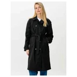 Kurzmantel TEESHOPPEN "TEESHOPPEN Coat Linea Trenchcoat", Damen, Gr. XL, schwarz, Obermaterial: 65% Polyester, 35% Baumwolle, M&auml;ntel Kurzmantel