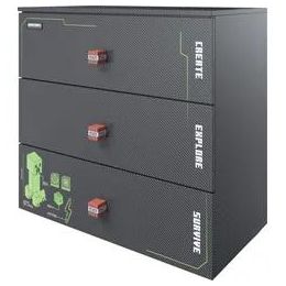 Kommode Phoenix "Minecraft Kommode", schwarz, B:80cm H:77cm T:39,5cm, Holzwerkstoff, Sideboards, Kommode, inkl Beleuchtung