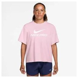Kurzarmshirt Nike "W NP DF 365 SS LOOSE TOP", Damen, Gr. XXL, pink foam, wei&szlig;, Obermaterial: 87% Polyester, 13% Elasthan, normal, Rundhals, Shirts, lockere Passform, Kurzarm, Rundhalsausschnitt, ohne Verschluss