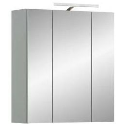 Spiegelschrank Welltime "MINTTU, Breite 60cm, inkl. Beleuchtung, 3 Spiegelt&uuml;ren, 6 Einlegeb&ouml;den", hellgr&uuml;n, eiche hell nachbildung, B:60cm H:68cm T:19cm, FSC-zertifizierter Holzwerkstoff, Schr&auml;nke, Spiegelschrank, Badm&ouml;bel, Spiegel, Badschrank, Bad