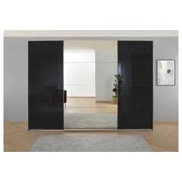 Schwebet&uuml;renschrank Rauch "Kleiderschrank Schrank Garderobe KOLUNA mit Glast&uuml;ren und Spiegel", schwarz (graumetallic, glas basalt), B:315cm H:210cm T:62cm, Holzwerkstoff, Schr&auml;nke, Schwebet&uuml;renschrank, Breiten 203/271/315/360 cm H&ouml;hen 210/229 cm MADE IN GERMANY