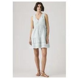 Levi's Sommerkleid LEVI'S "LULU SL MINI DRESS", Damen, Gr. S (36), N-Gr, watch me, Web, Obermaterial: 100% Baumwolle, unifarben, normal kniefrei, V-Ausschnitt, Kleider Sommerkleid, mit H&auml;kel-Details und &Auml;rmellos