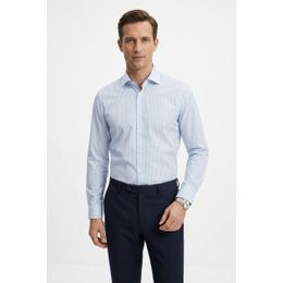 Businesshemd BOSS "JOE Kent", Herren, Gr. 41, N-Gr, light, pastel blau450, Web, Obermaterial: 100% Baumwolle, gestreift, regular fit h&uuml;ftbedeckend, 2-Knopf-Manschette verstellbar, Hemden, mit Kentkragen, Regular Fit
