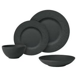Villeroy & Boch Geschirr-Set VILLEROY & BOCH "Tafelservice Manufacture Rock schwarz", schwarz, 16, Porzellan, Geschirr-Sets, Geschirr-Set, Sp&uuml;lmaschinengeeignet, Mikrowellenfest