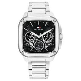 Multifunktionsuhr Tommy Hilfiger "Herald Skeleton", silberfarben, schwarz, Armbanduhren, Herren, Quarzuhr, Armbanduhr, Herrenuhr, Edelstahlarmband, analog