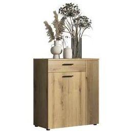 Kommode Home Affaire "Amrum", evoke eiche, B:80cm H:89cm T:36cm, Holzwerkstoff, Kunststoff, Sideboards, Kommode, Schuhschrank 2 T&uuml;ren & 1 Vollauszug Schublade - (B/T/H) 80/36/89 cm