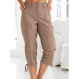 Caprihose Casual Looks, Damen, Gr. 21, Kurzgr&ouml;&szlig;en, grau (taupe), 98% Baumwolle, 2% Elasthan, unifarben, 3/4-L&auml;nge, Hosen Caprihose