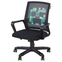 Gaming-Stuhl Phoenix, schwarz, schwarz, B:63cm H:92cm T:60cm, Kunststoff, Metall, Polyester, St&uuml;hle, Gaming-Stuhl, Creeper Design an der R&uuml;ckenlehne