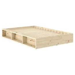 Stauraumbett KARUP DESIGN "Ziggy Bed, Stauraumbett, FSC-zertifiziertes Massivholz made in Europe", clear lacque, B:137cm H:29cm L:205cm, Betten, Stauraumbett, mit 3 Ablagen, inklusive Lattenrost, ohne Matratze, mehrere Farben