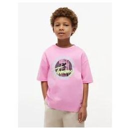 T-Shirt Tommy Hilfiger, Jungen, Gr. 14 (164), pink daisy, Single Jersey, Obermaterial: 100% Baumwolle, unifarben, regular fit normal, Rundhals, abgesteppte Kante, Shirts T-Shirt, f&uuml;r Kinder bis 16 Jahre, Regular Fit, cooler Druck